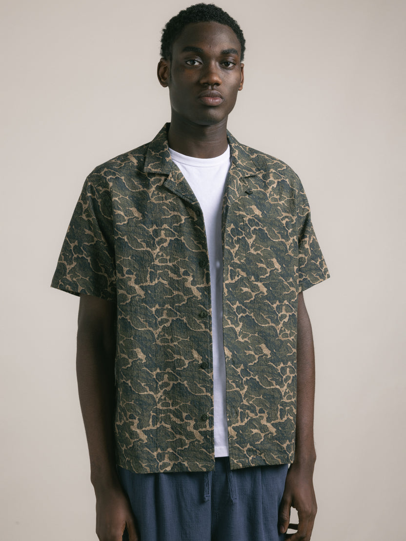 Crammond Shirt in Olive Landscape Print Cotton – Kestin