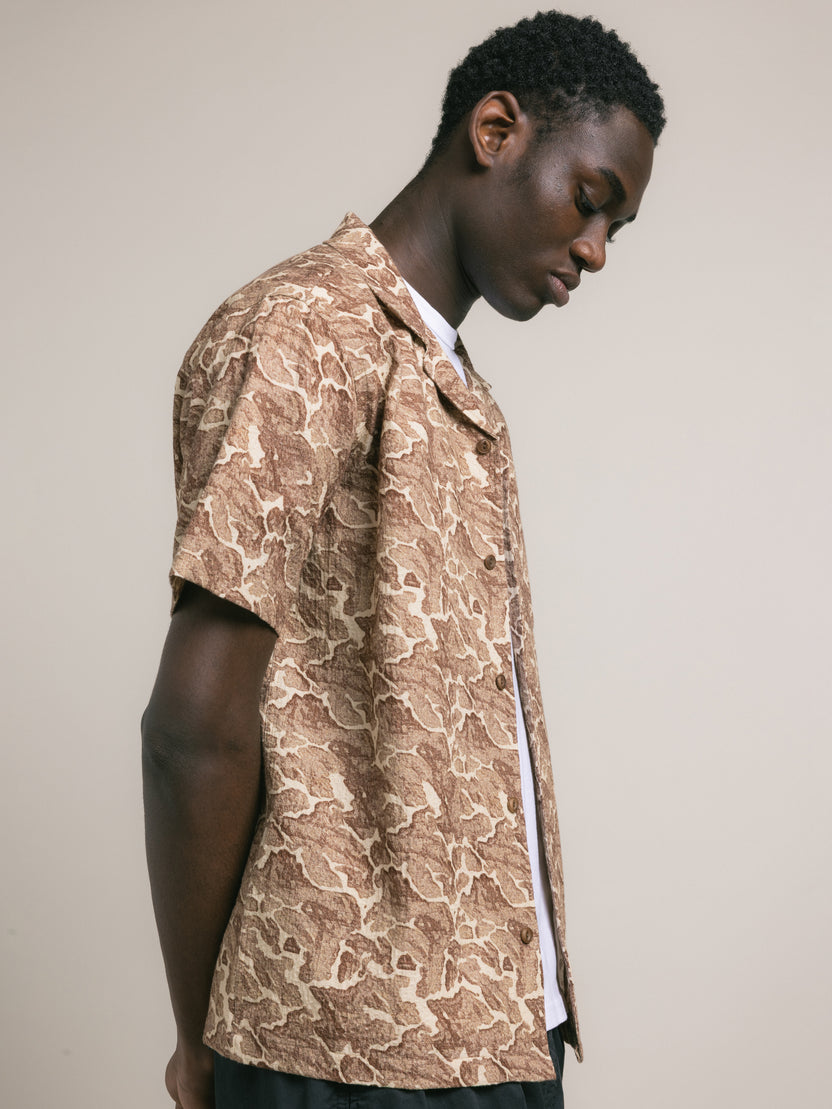 Crammond Shirt in Brown Landscape Print Cotton – Kestin